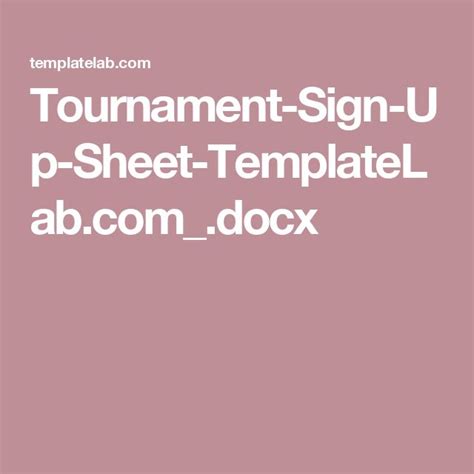Tournament Sign Up Sheet Docx Sign In Sheet Template
