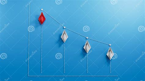 Graph And Diagram From Boats With Decrease Finance And Business Concepts 3d Illustration
