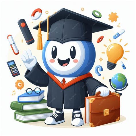 Un Dibujo De Dibujos Animados De Un Graduado Con Una Maleta Y Libros Imagen Premium Generada
