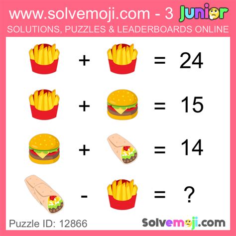 Emoji Math Puzzles Solve And Learn With Solvemoji Fast Food Puzzle