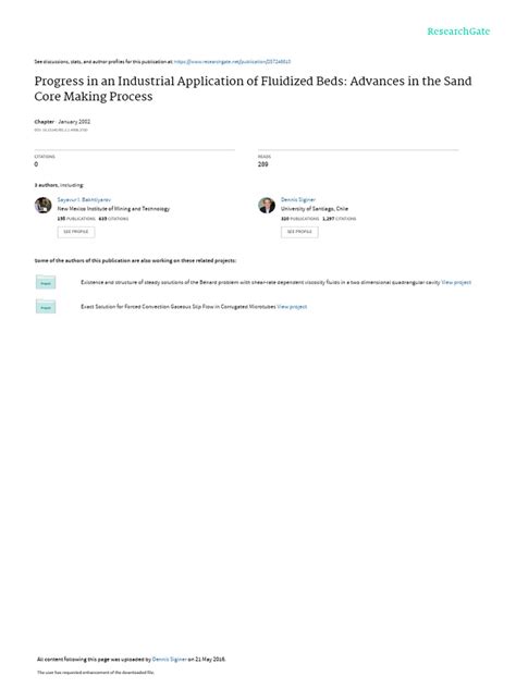 Progress In An Industrial Application Of Fluidized Beds Advances In