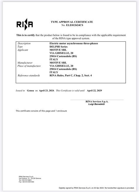 Rina New Certificate 2024 Is Not Just About Motive Power Transmissions