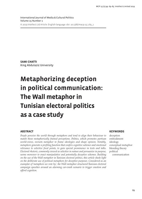Pdf Metaphorizing Deception In Political Communication The Wall