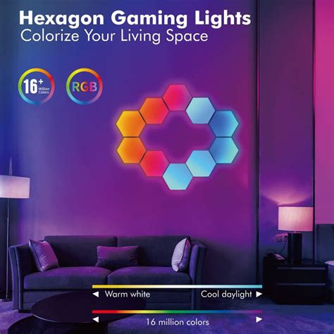 10pcs Rgb Hexagon Gaming Lights Bluetooth App Futurespace
