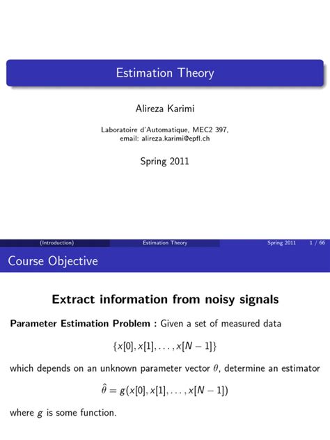 Estimation Theory Presentation Pdf Bias Of An Estimator Estimator
