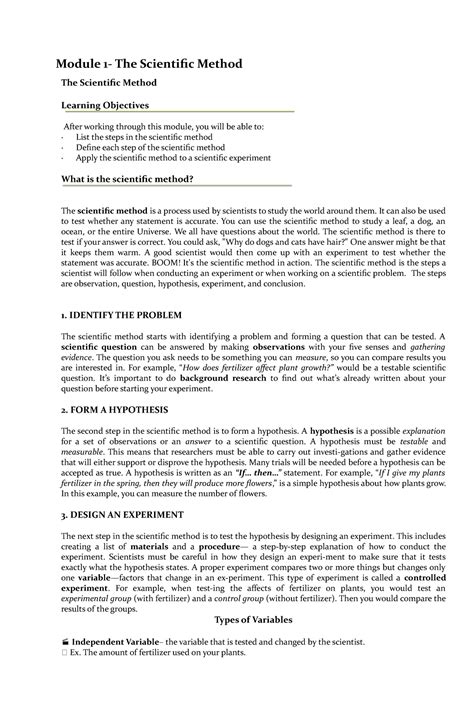 Science 7 Module 1 Self Learning Module Module 1 The Scientific
