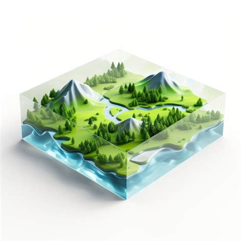 Playful 3d Landscape Puzzle Shiny Isometric Foothills On White Background Stock Illustration