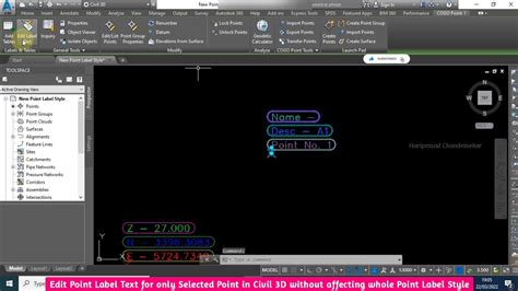 Edit Point Label Text For Only Selected Point In Civil 3d Without