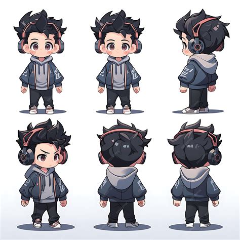 Premium Photo Character Of Male Chibi Kawaii Game Developer Casual