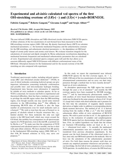 Pdf Experimental And Ab Initio Calculated Vcd Spectra Of The First Oh Stretching Overtone Of