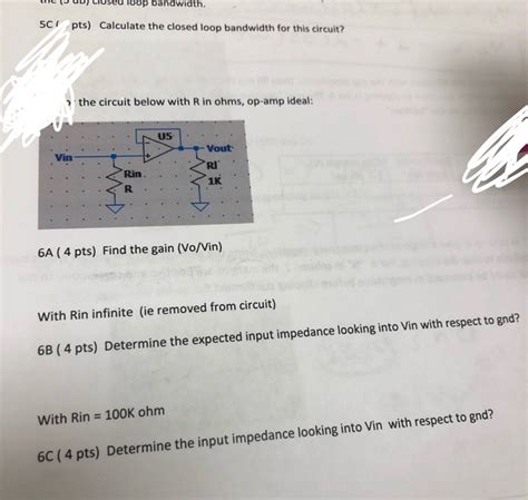 Solved Loop Bandwidth 5c1 Pts Calculate The Closed Loop