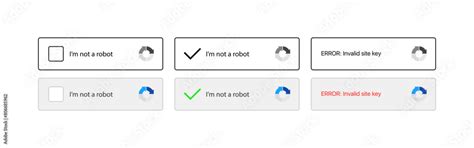 confirmation captcha icon set buttons i m not a robot mockup flat