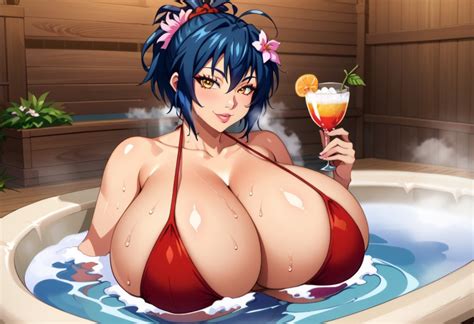 Rule 34 Ai Generated Breasts Dark Blue Hair Female Flower In Hair