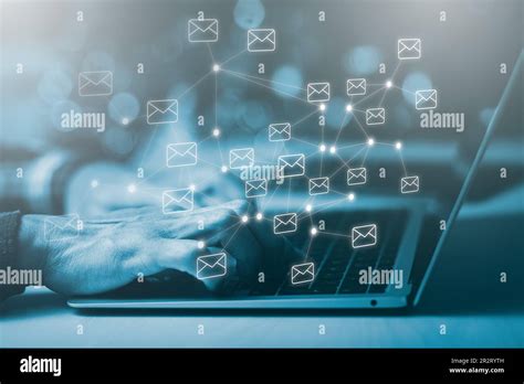 the email with the laptop businessman hand pressing the keyboard for