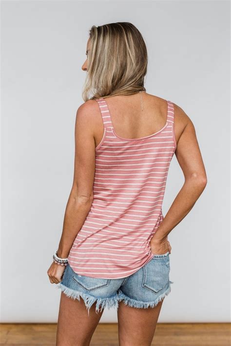 No Matter What Striped Button Tank Top Mauve Tank Tops Spring