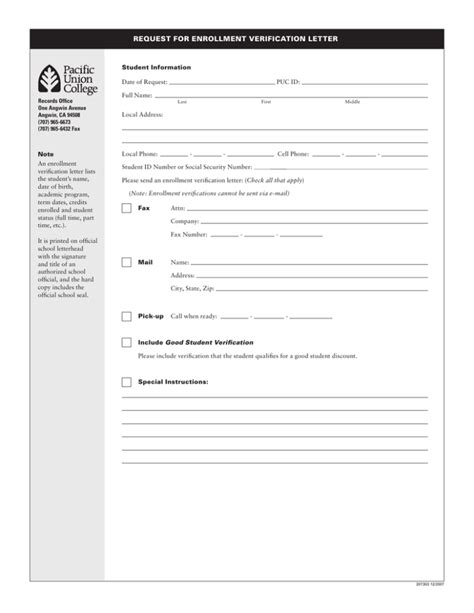 Request For Enrollment Verification Letter