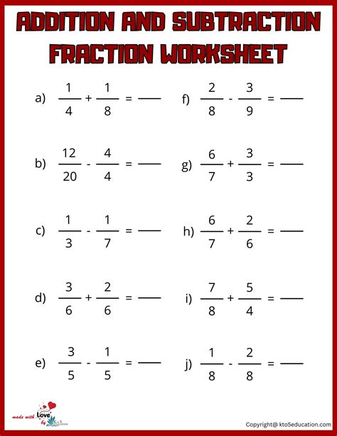 4th Grade Adding Subtracting Fraction Worksheet Artofit