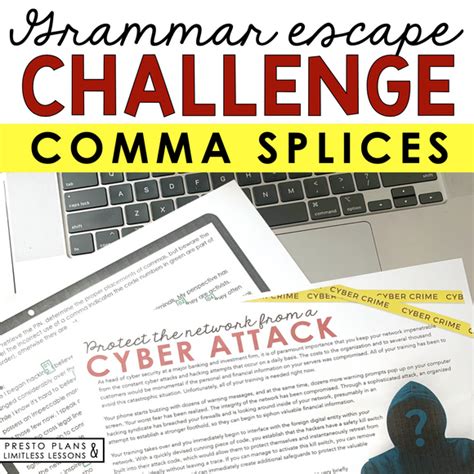 Comma Splices Grammar Activity Interactive Escape Challenge Presto Plans