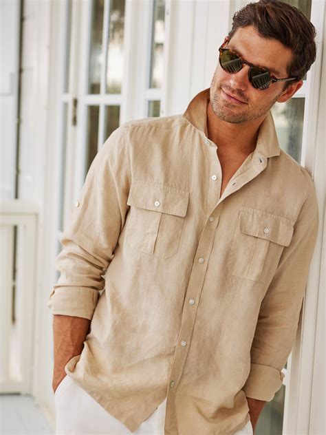 Christos Classic Fit Linen Shirt Linen Shirt Men Mens Shirts Linen