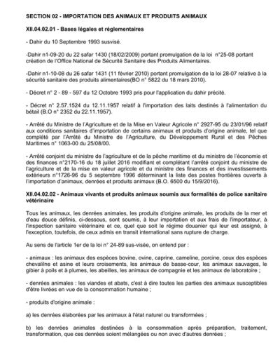 Importation Des Animaux Et Produits Animaux
