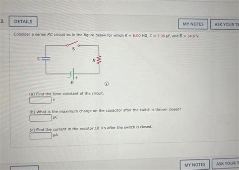Solved Consider A Series RC Circuit As In The Figure Below Chegg
