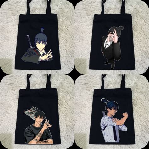Jual Totebag Hitam Aki Hayakawa Anime Chainsaw Man Tebal 100 Kanvas Premium Tas Jinjing Hitam