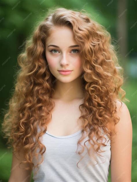 Premium Photo A Girl With Curly Hair And A White Top Is Standing In