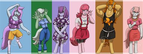 Classic Mane Six Anthro Time By Azurllinate On Deviantart