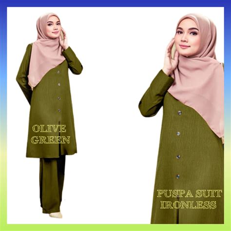 Set 1 Suit Puspa Ironless Ada Pocket Plus Size Long Blouse With