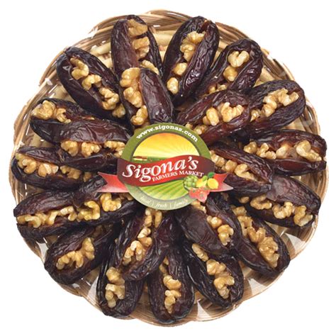 Sigonas Walnut Stuffed Medjool Dates Round Tray Sigonas Farmers Market