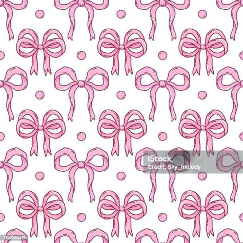 Pink Bows And Ribbons Seamless Pattern Valentines Design Background
