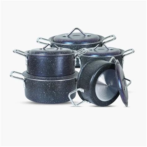 Klassic Non Stick Marble Coated Excel Cooking Pots Kitchen Set 10 Pcs