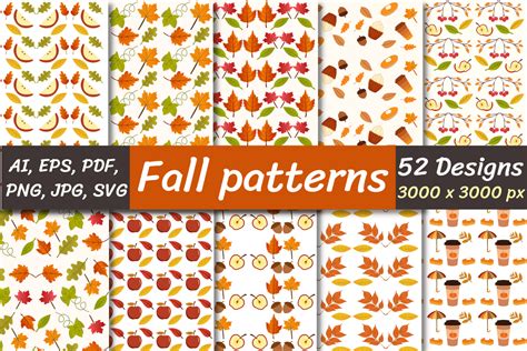 Fall Seamless Patterns Bundle Bundle · Creative Fabrica