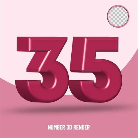 Premium Psd 3d Render Number 35 Red Marron Color