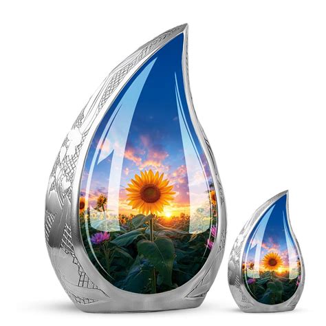 Sunflower Cremation Urn Custom Sunrise Memorial Metal Bereavement