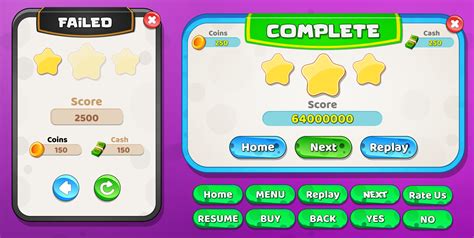 Casual Game Ui Menu Popups With Buttons And Game Assets 4249286 Vector