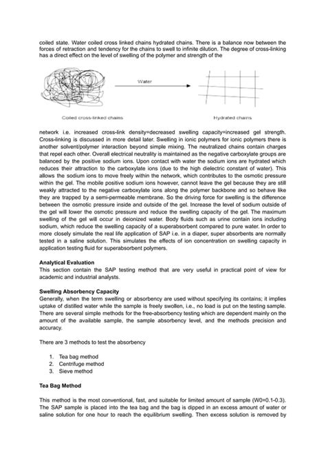 Effect Of Cross Linking Density On Swelling Behavior And Absorption