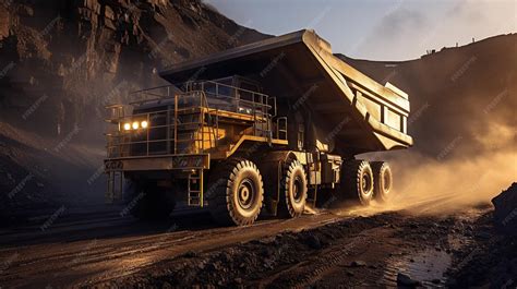 Premium Ai Image A Vast Openpit Coal Mine Massive Mining Trucks And