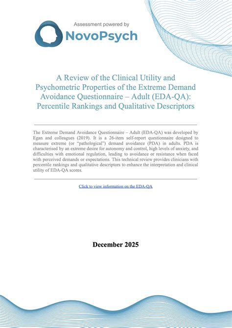 Eda Qa Extreme Demand Avoidance Questionnaire Adult