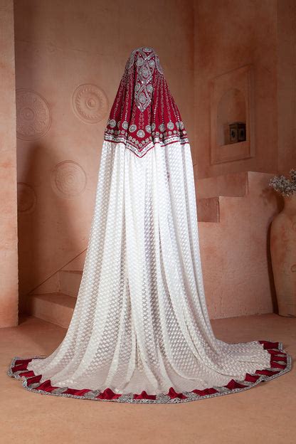 Off White And Maroon Color Handmade Moroccan Wedding Kaftan Robedesert