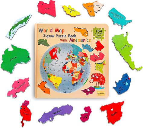 Geography Puzzle Book With Mnemonics Magnetic World Map