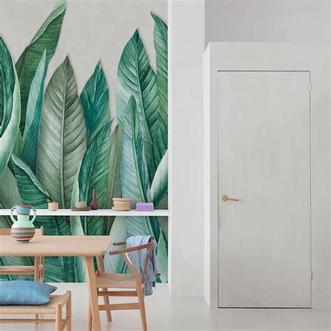 Digi Bananier Mural By Grandeco Green Mural Wallpaper Direct