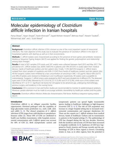 Pdf Molecular Epidemiology Of Clostridium Difficile Infection In