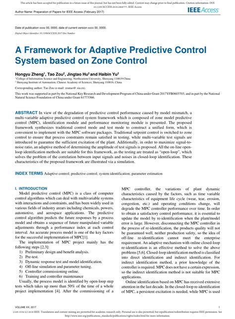 Pdf A Framework For Adaptive Predictive Control System Based On Zone