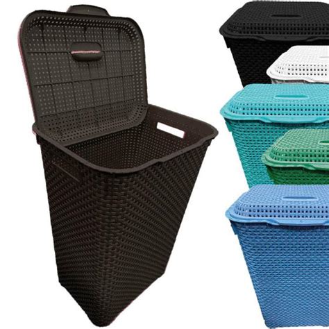 Cesto Para Roupa Suja Retangular 72 Litros Com Tampa Rattan Marrom