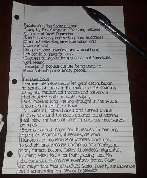 My Notes For History Class Rpenmanship