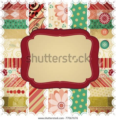 Scrap Background Made Classic Patchwork Technique Stock Vector Royalty