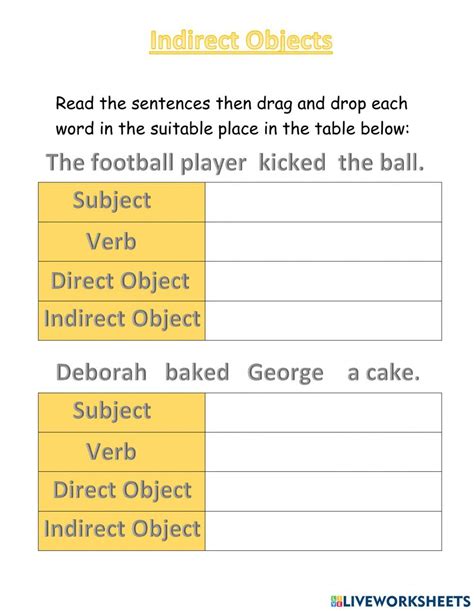 Indirect Objects Free Interactive Worksheets 5296556