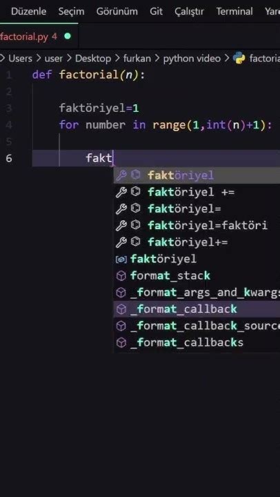 Factorial Faktöriyel Basicpython Pythonprojects