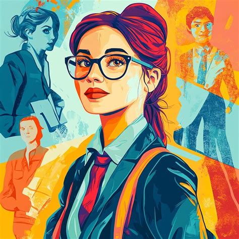A Woman With Glasses And A Tie Is Shown With A Woman In A Suit And A